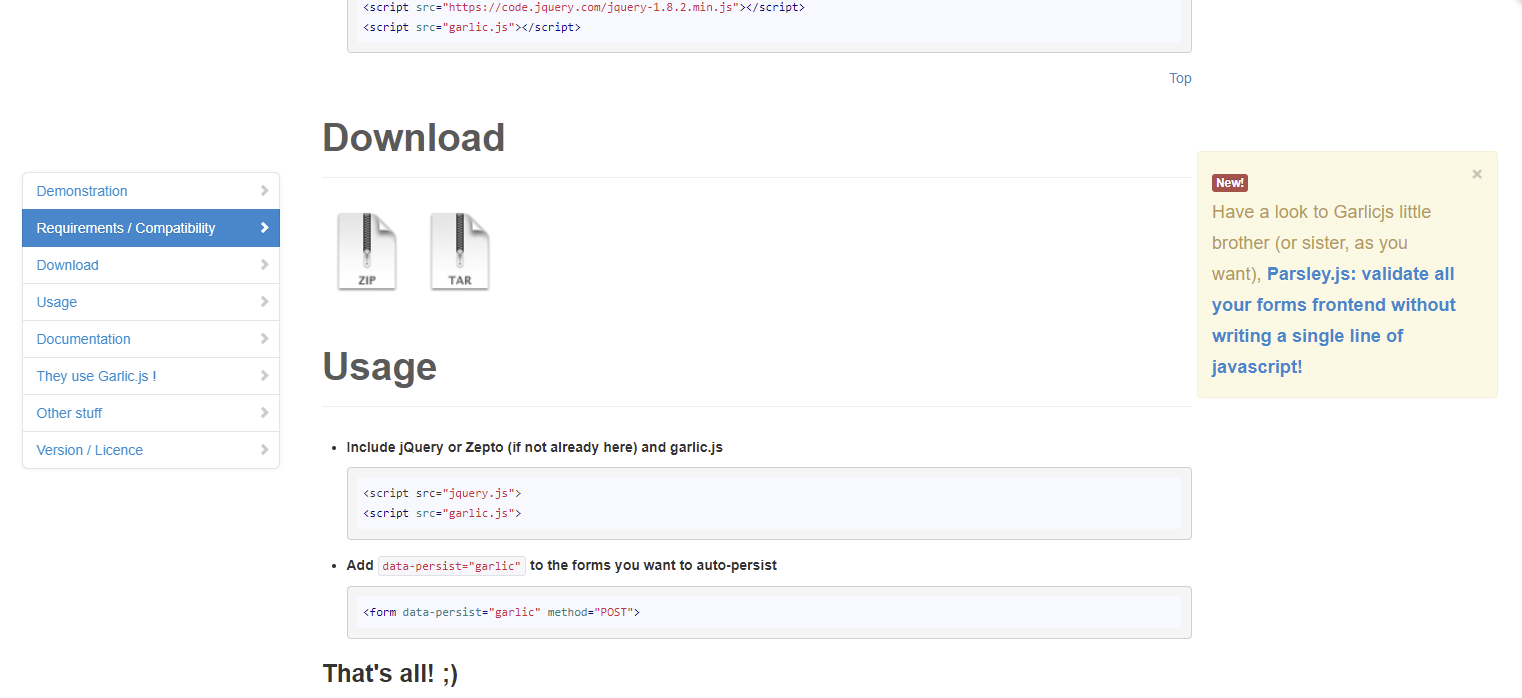 ブラウザを閉じても入力内容を保持するGarlic.js | アトリエJ.